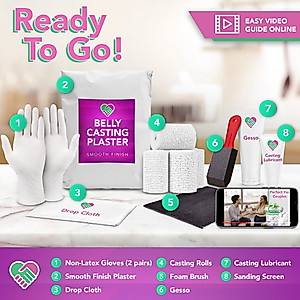 Luna Bean Deluxe Belly Casting Kit, Easy Pregnancy Belly Cast with Smooth Finish - Gifts for Expecting Mom, Baby Nursery Décor Keepsake, Pregnant Mom to Be Gift, Pregnancy Must Haves