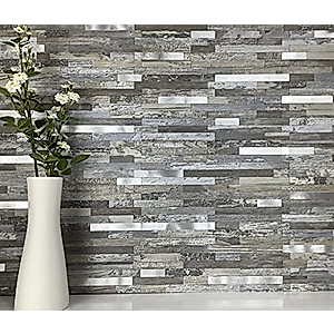 DICOFUN 10-Sheet Peel and Stick Backsplash Wall Tile, PVC Kitchen Backsplash Peel and Stick in Distressed Wood, 9.4 sq.ft