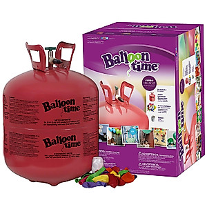 BLUE RIBBON, Helium Tank with 50 Balloons and White Ribbon + 12 Silver Balloon Weights + Plus Balloon Tying Tool and Flower Clips