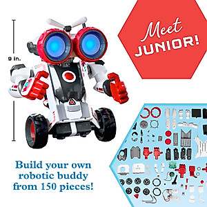 Thames & Kosmos Robotics Smart Machines Junior STEM Kit, Build & Code Your Robot’s Movements, Speed, Lights & Sounds, for Ages 8+, Use Screen-Free w/Built-in Buttons or via Block-Based Coding App