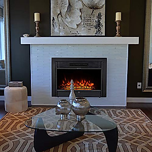 YODOLLA 28.5" Electric Fireplace Insert with 3 Color Flames, Fireplace Heater with Remote Control and Timer, 750w-1500W,Classic Style