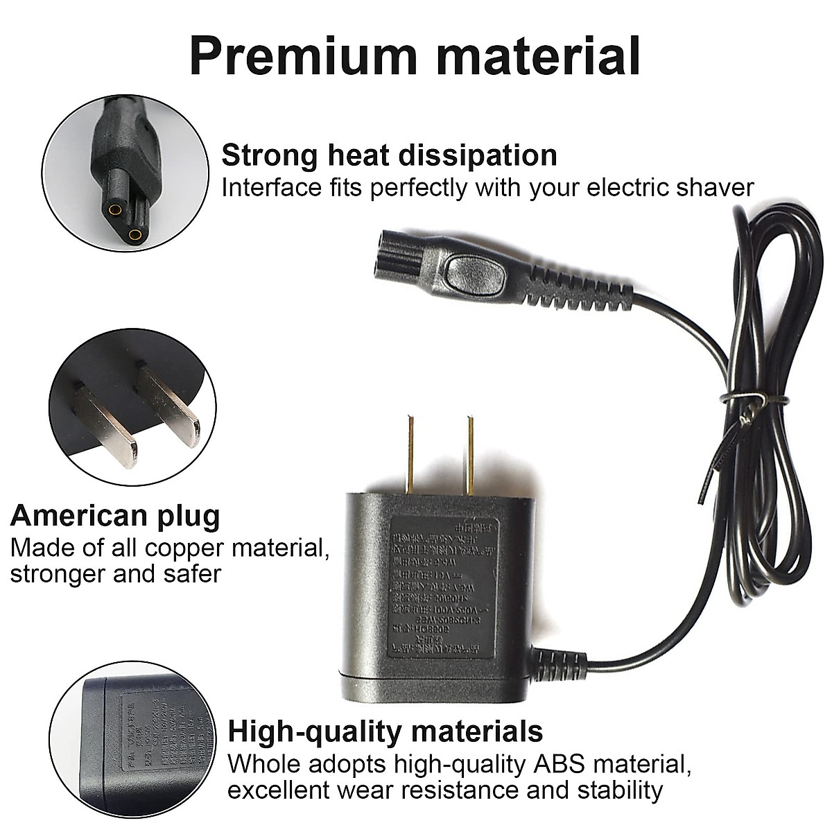 HQ8505 Power Cord Compatible with Philips Shaver Charger Cord Portable Adapter for Norelco Oneblade Shaver Speed XL/Smarttouch XL/Spectra/Arcitec HQ8505 Charger Spectra Models Series