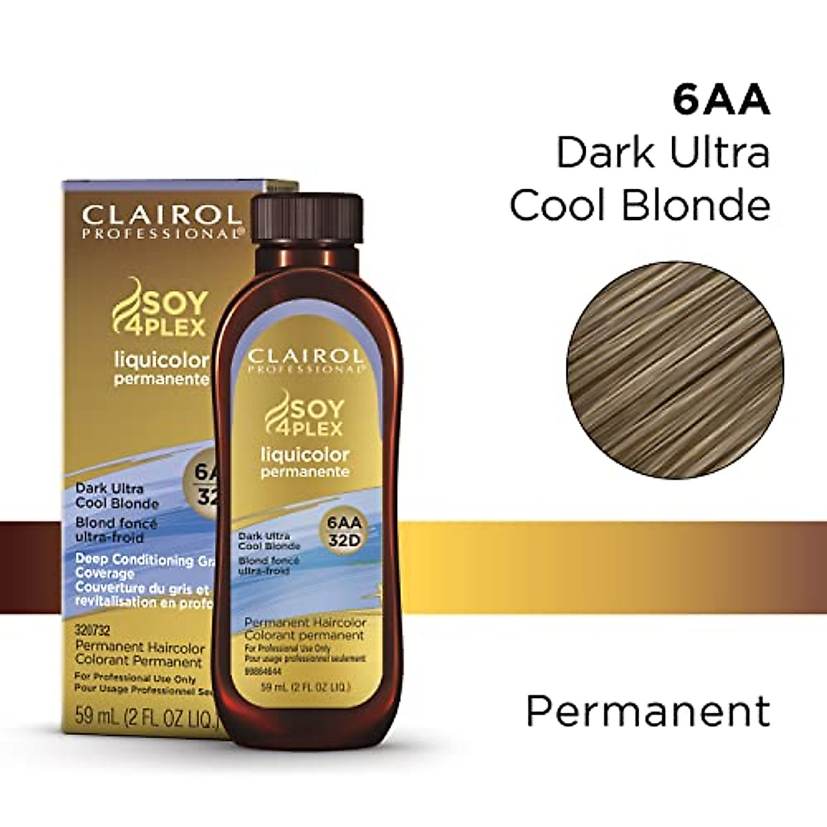 Clairol Professional Permanent Liquicolor for Blonde Hair Color, 6aa Dark Ultra Cool Blonde, 2 oz