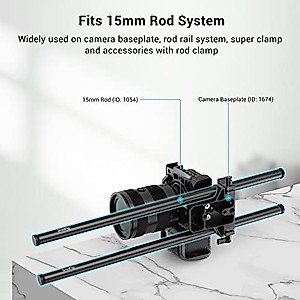 SmallRig 16 Inches (40 cm) Black Aluminum Alloy 15mm Rod with M12 Female Thread, Pack of 2 - 1054