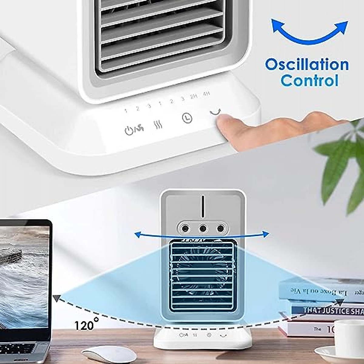 Car Air Conditioner, 3 Wind Speeds,3 Spray Modes Air-Conditioners 2/4 H Timer,120° Oscillating Aircon Cheap for Room Office