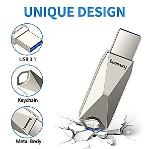 Fanxiang USB 32GB Flash Drive 3.1, Read Speed up to 250MB/S, USB Thumb Drive Portable Small High-Speed Storage Memory Stick, Suitable for PC/Tablet/Mac/Laptop(Silver)
