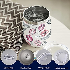 silichee 12 Oz Stainless Steel Stanley Cup with Lid Background Tulips Insulated Tumblers Vacuum Coffee Mugs for Hot and Cold Drinks,Coffee,Wine