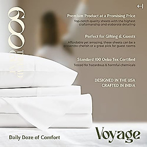 600-Thread-Count Egyptian Quality 100% Cotton Sheets - King Size Cooling Bedsheets for Hot Sleepers - Breathable Sateen Weave, Deep Pocket Fitted - 4 Piece Best Hotel Sheets for King Beds (White)