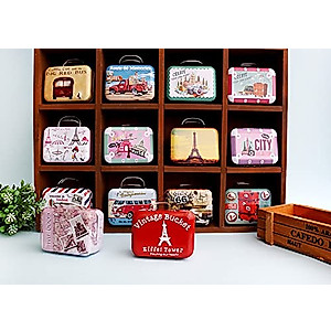 6pcs Tin Boxes with Lids Small Candy Boxes Party Favors,Suitcase Boxes with Handle for Travel Themed Wedding Decorations