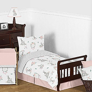 Sweet Jojo Designs Blush Pink and Grey Woodland Boho Dream Catcher Arrow Baby Kid Clothes Laundry Hamper for Gray Bunny Floral Collection - Watercolor Rose Flower