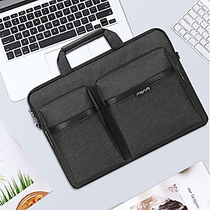 MOSISO Laptop Shoulder Bag,15 inch Computer Bag Compatible with MacBook, HP, Dell, Lenovo, Asus Notebook,15.6 inch Laptop Sleeve with 2 Raised Zipper Pockets & Hidden Pockets & Handle & Belt,Black