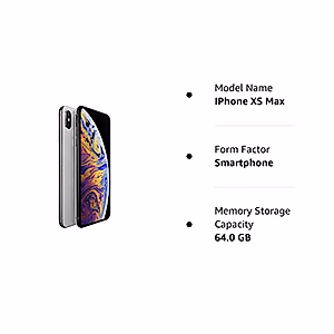 Apple iPhone XS Max, US Version, 64GB, Silver - Verizon (Renewed)