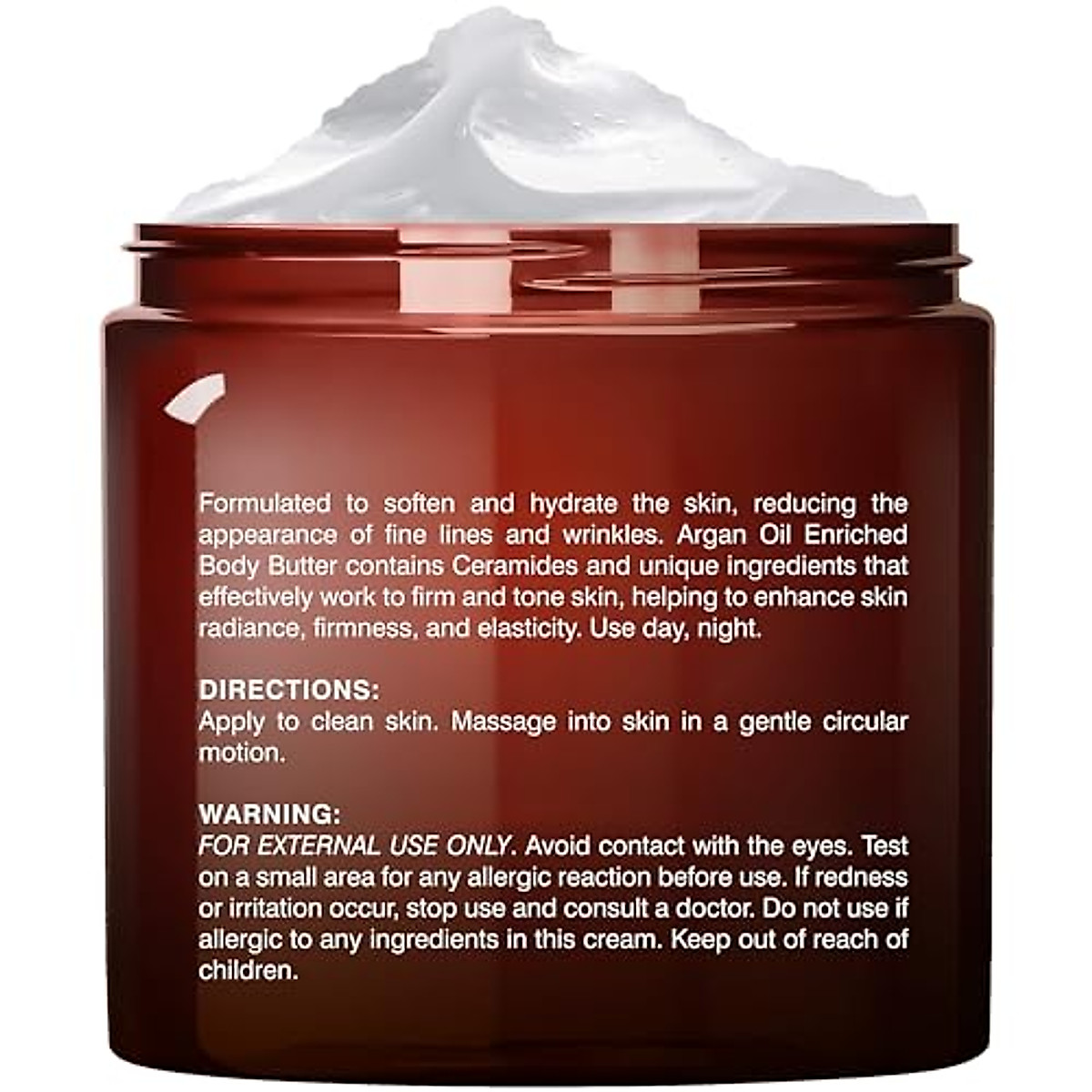 MAJESTIC PURE Whipped Argan Oil Body Butter for Women & Men - With Ceramides, Vitamin E & A & Vegan Collagen - For Skin, Face, & Appearance of Wrinkles & Fine Lines - 8oz