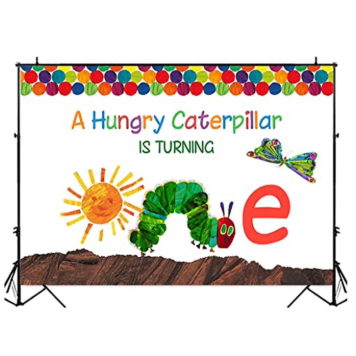A Hungry Caterpillar is Turning One Birthday Backdrop Photocall Cartoon Caterpillar 1St Birthday Party Background Butterfly 5X3Ft Vinyl