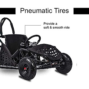 FRP Baja-X 48V 1000W Brushless Electric Go Kart, 3-Speed Setting Go Kart W/Forward & Reverse, Racing Go Cart Up to 20 mph W/Foot Pedal & Foot Break, Go Cart Support Up to 175 Lbs