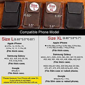 Gentlestache Leather Cell Phone Holster with Belt Clip, Flip Cell Phone Case for iPhone 14 13 Pro, Phone Belt Holder for S22 S21, Universal Cell Phone Pouch for Smartphone, Black