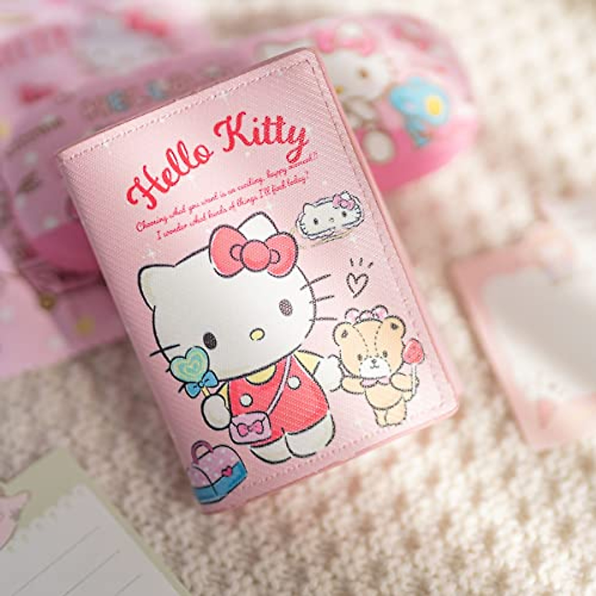 oneZHI Cartoon Wallet For Girls Women Cute Kawaii Anime Kitty Melody Pu Slim Thin Short