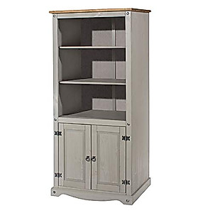 Furniture Dash Wood Bookcase Library with Doors Corona Gray