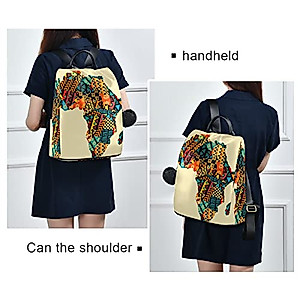 Jucciaco African Map Ethnic Backpack Purse for Women Travel Shoulder Bag Casual Lightweight Backpack for Women