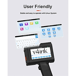 v4ink BENTSAI Handheld Printer BT-HH6105B2, Portable Handheld Inkjet Printer with 4.3 Inch LED Touch Screen Mobile Inkjet Coder 0.09-0.5’’ Print Height for QRCode Barcode Date Logo Text on Any Surface