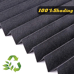 SEEYE Blackout Temporary Blinds Cordless Shades Fabric Pleated Fabric Shade Easy to Cut and Install, 48" W x 72" L - 1 Pack, Black, with 2 Clips