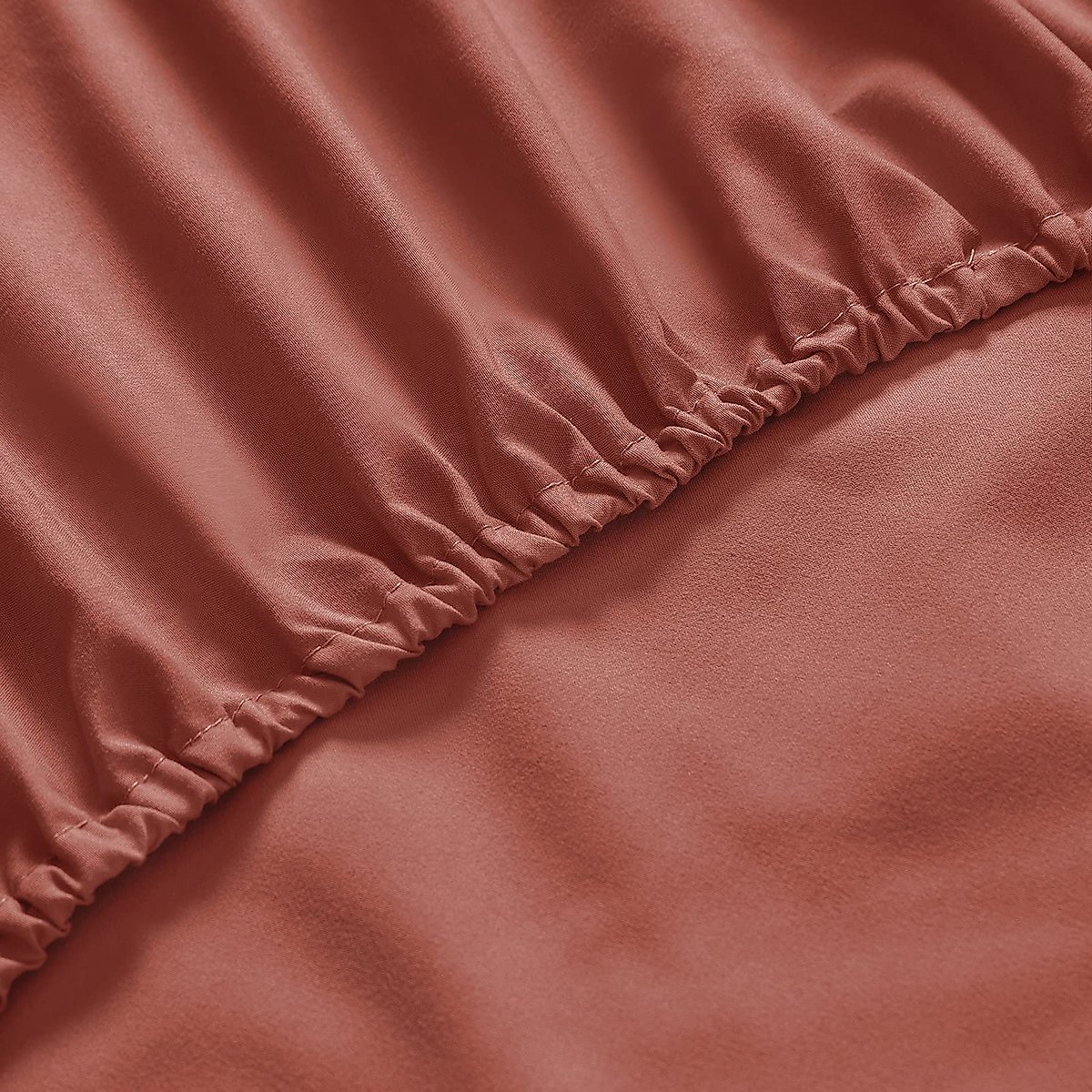 KKJIAF Full Size Sheets Set 4 Piece, Soft & Breathable Microfiber 1800 Thread Count Bedding Sheet Sets with Deep Pocket Fitted Sheet, Flat Sheet, 2 Pillowcases (Orange Rust)