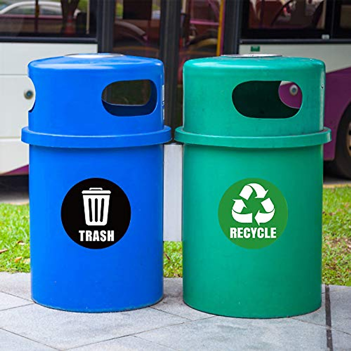 Recycle Sticker, Self-Adhesive Recycle And Trash Bin Logo Stickers, Round Logo Sign Recycle Sticker For Trash Can Recycle Bin Garbage Containers, Recycling Sticker For Kitchen Waterproof(5in X 5in,6packs)