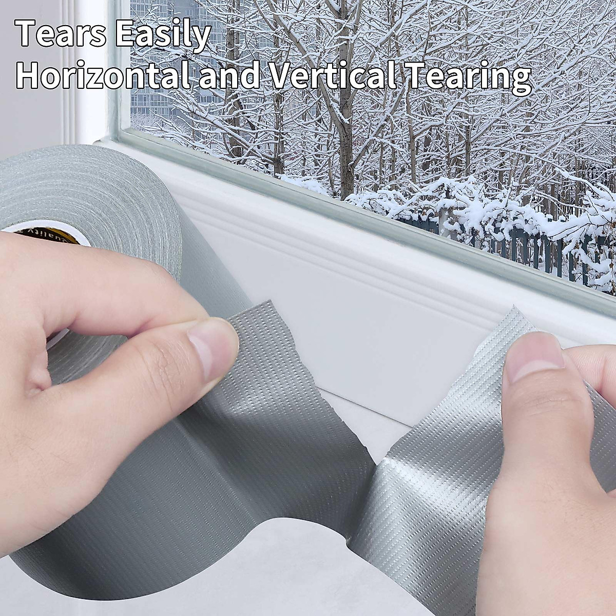 MILEQEE Cloth Duct Window Seal Strip Tape for Winter, 2.75in x 66FT, Weather Stripping Sealing Insulation Tape for Windows and Door, Easy Tear Sealer Draft Blocker Silver