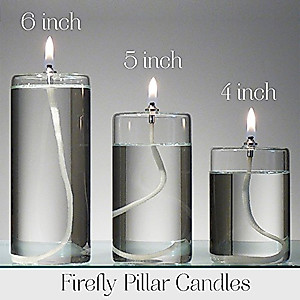 Firefly Dripless 6-Inch Refillable Glass Pillar Candle - Memory, Unity, Prayer and Window Candle Without The Wax Mess - Use Alone, in a Candle Holder or Lantern - for use in The Interior of Your Home