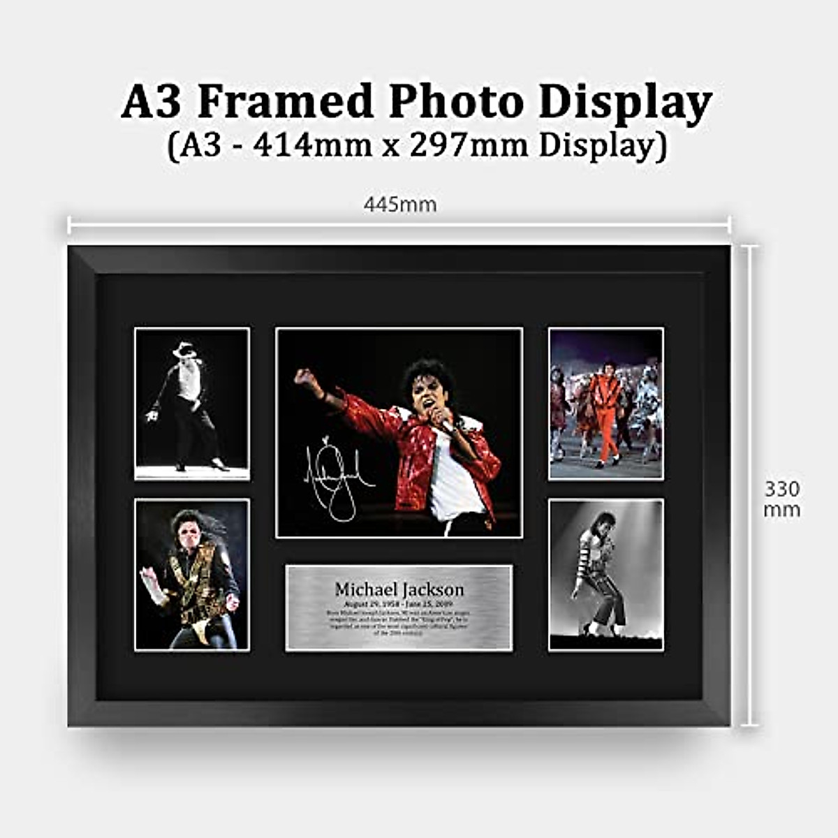 HWC Trading Michael Jackson Musician 16 x 12 inch (A3) Printed Gifts Signed Autograph Picture for Music Memorabilia Fans - 16" x 12" Framed