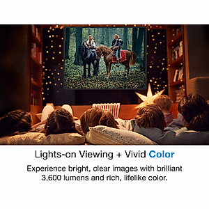 Optoma SH360 Affordable Home Projector | Indoor or Outdoor Movies, Up to 300" | 480p Ready | Bright 3600 Lumens | Compatible with Fire Stick, Roku & More | Integrated Speaker | Up to 15,000hr Lamp