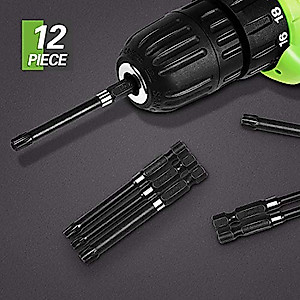 HAIKUSOUBI Torx Head Screwdriver Bit Set, 1/4 Inch Magnetic Hex Shank 3 Inch Long Drill Bits，12pcs Tamper Resistant Star Bits Set S2 Steel, T5 T6 T7 T8 T9 T10 T15 T20 T25 T27 T30 T40 (12 pieces)