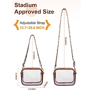 Vangue Upgrade TPU Clear Purse for Women Stadium Approved, Clear Crossbody Bag with Adjutable Strap, Transparent Leather Bag for Sports Concerts Events Festivals