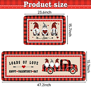 Svepndic Buffalo Plaid Mats Set of 2 Valentine's Day Kitchen Rugs Gnome Decorative Doormat Seasonal Holiday Wedding Party Profile Floor Mat for Home Kitchen