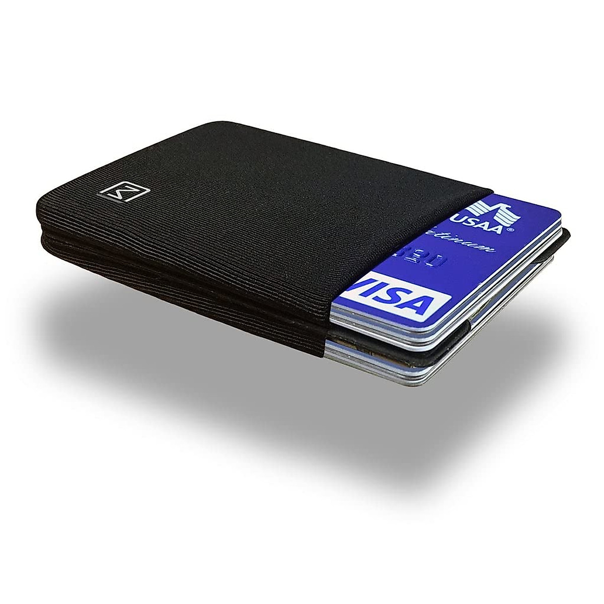 Modern Carry Elastic Minimal Card Holder, Minimalist Wallet for Men & Women, Credit Card & Business Card Holder, Slim Credit Card Wallet - Ultra Thin w/ 2 Card Slots (Black)