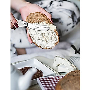 2 Pack Stainless Steel Butter Spreader Knife, Butter Knife with White Porcelain Handle, Cheese Butter Spreader Knives for Kitchen