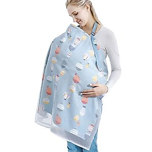 Nursing Covers for Breastfeeding Breathable, Large Soft Baby Car Seat Cover Canopy Multi-use for Nursing Mother Baby Boys and Girls Shower Gifts (Blue)
