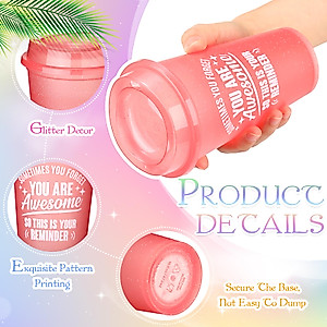 Skylety 24 Pcs Thank You Gifts You Are Awesome Coffee Cups with Lid 16 oz Plastic Tumblers Bulk Inspirational Christmas Appreciation Gift for Employee Coworker Teacher Colleague (Bright Colors)