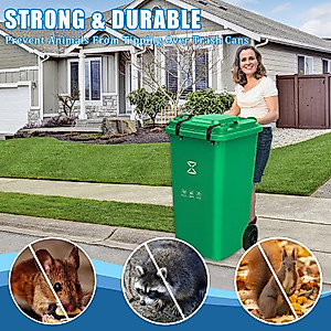 4 Pcs Trash Can Lid Lock, Universal Garbage Can Lock Strap, Adjustable Outdoor Trash Can Lock for Animals, Squirrels, Dogs, Raccoons, Locking Trash Can During Strong Winds-Black