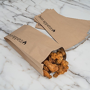 Restaurantware Bag Tek 6.5 x 4.1 Inch Foil Food Bags 100 Half Gallon Hot Dog Wrappers - Greaseproof Non Vented Kraft Paper Hot Food Wraps Disposable For To Go Meals