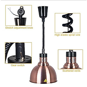 Food Heating Lamp, Hanging Food Warmer for Buffet Restaurant Hotel Kitchen, Retractable Food Warming Lamp Commercial Catering Equipment, Food Heat Warmer Lamp,