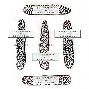 HASHCART® Wooden Pottery Stamps for Block Printing - Finger Stamp Set of 5, Wooden Printing Stamps for Crafting on Fabric, Clay & Henna Tattoo, Wood Stamps for Saree