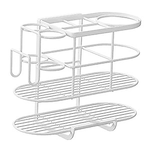 Almencla Iron Hair Dryer Holder Wall Hair Care Tools Organizer Shower Shelf Bathroom Storage Stand Hanger Hair Straightener Stand Bathroom Bedroom, White