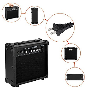 Ktaxon Electric Bass Guitar Full Size Flame Design Bass Set with 20 Watt Amplifier, Portable Bass Bag, Superior Amp Wire, Adjustable Guitar Strap, Plectrum, Wrench Tool(Sunset)