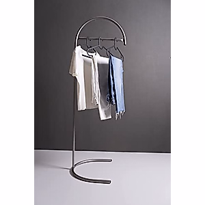 VEGAINDOOR Half Moon Metal Clothes Rack Strong Garment Rack, Industrial Clothing Rack,Heavy Duty Clothes Rack,Portable Clothing Rack Hanging Clothes Rack for Small Spaces and Rooms,Metallic Gray