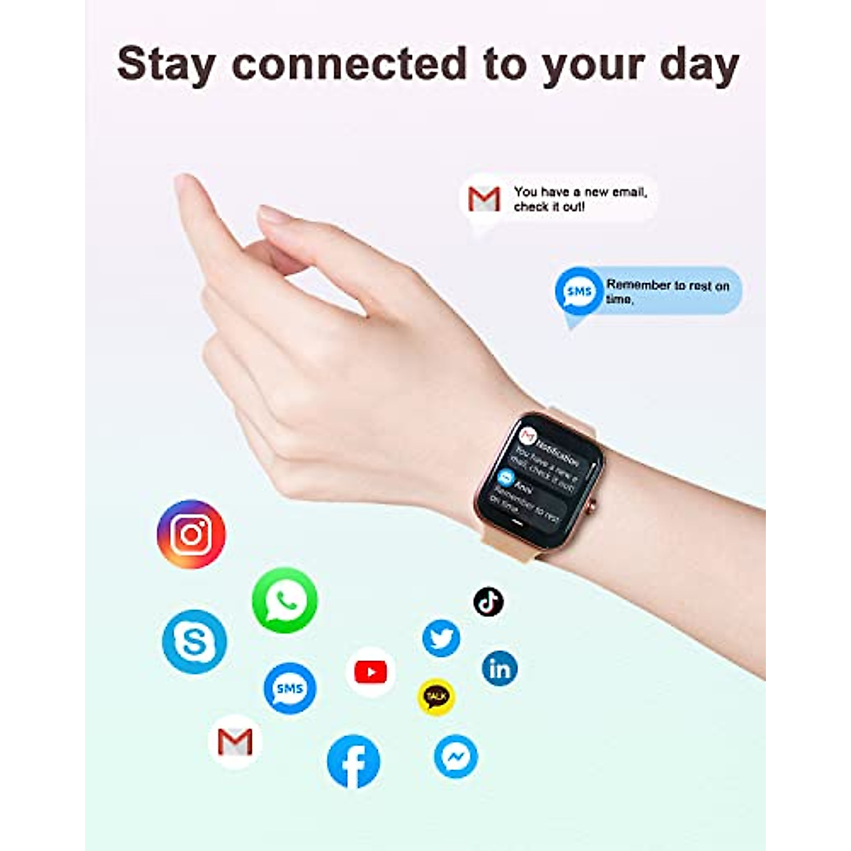 aeac Smart Watch for Women Men,1.69" Touch Screen Fitness Tracker for iPhone Android Phone IP68 Waterproof,Finess Watch with Step Calorie Counter Sleep Monitoring Pedometer Watches