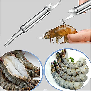 PurHyac 2Pcs Shrimp Deveiner Tool and Peeler, Toadfish Shrimp Cleaner, 5 in 1 Multifunctional Shrimp Peeler and Deveiner Tool, Oyster Shucking Knife, Ergonomic Non-Slip Grip, Kitchen Essential, 9in