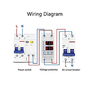 Double LED Display Single Phase Adjustable Voltage Current Protector Voltage Protective Device AC230V 63A 81 x 36 x 60mm