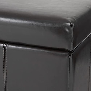 Christopher Knight Home Living Berkeley Brown Leather Square Storage Ottoman, Espresso