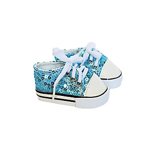 MBD Canvas Sneakers Doll Shoes Fits 18 Inch Dolls and Kennedy and Friends Girl and Boy Dolls- 18 Inch Doll Shoes (Sea Blue)